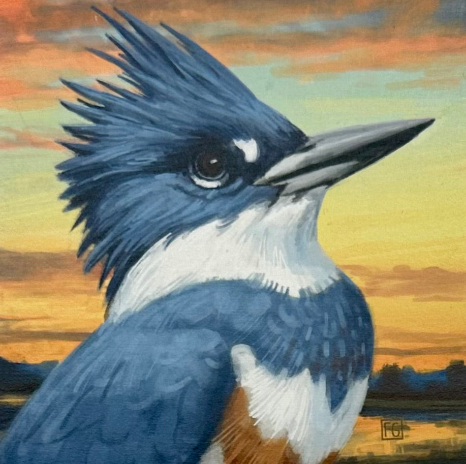 BELTED KINGFISHER 3.5 X 3.5 INCH BLOCK – Scanlon Gallery & Custom Framing
