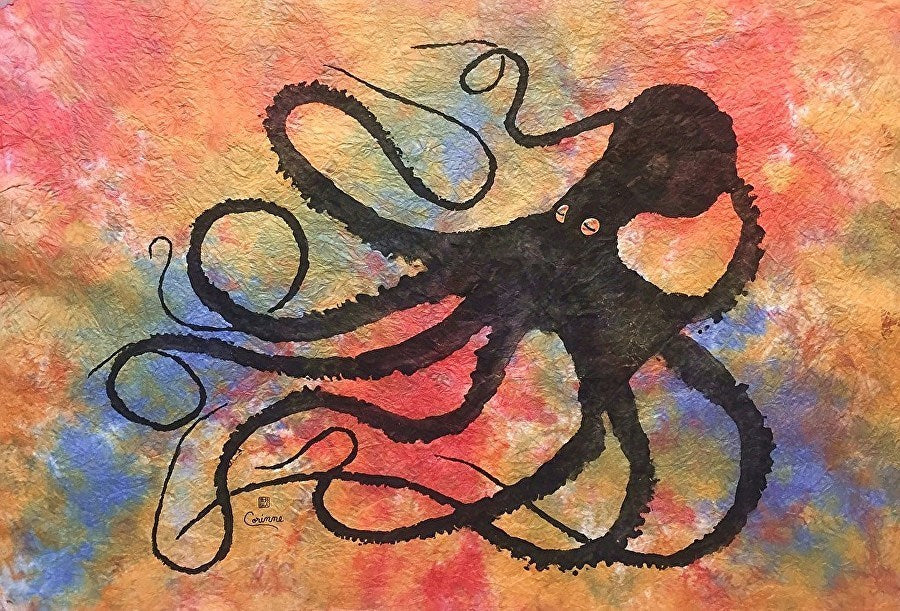 MULTI-COLORED OCTOPUS GYOTAKU – Scanlon Gallery & Custom Framing